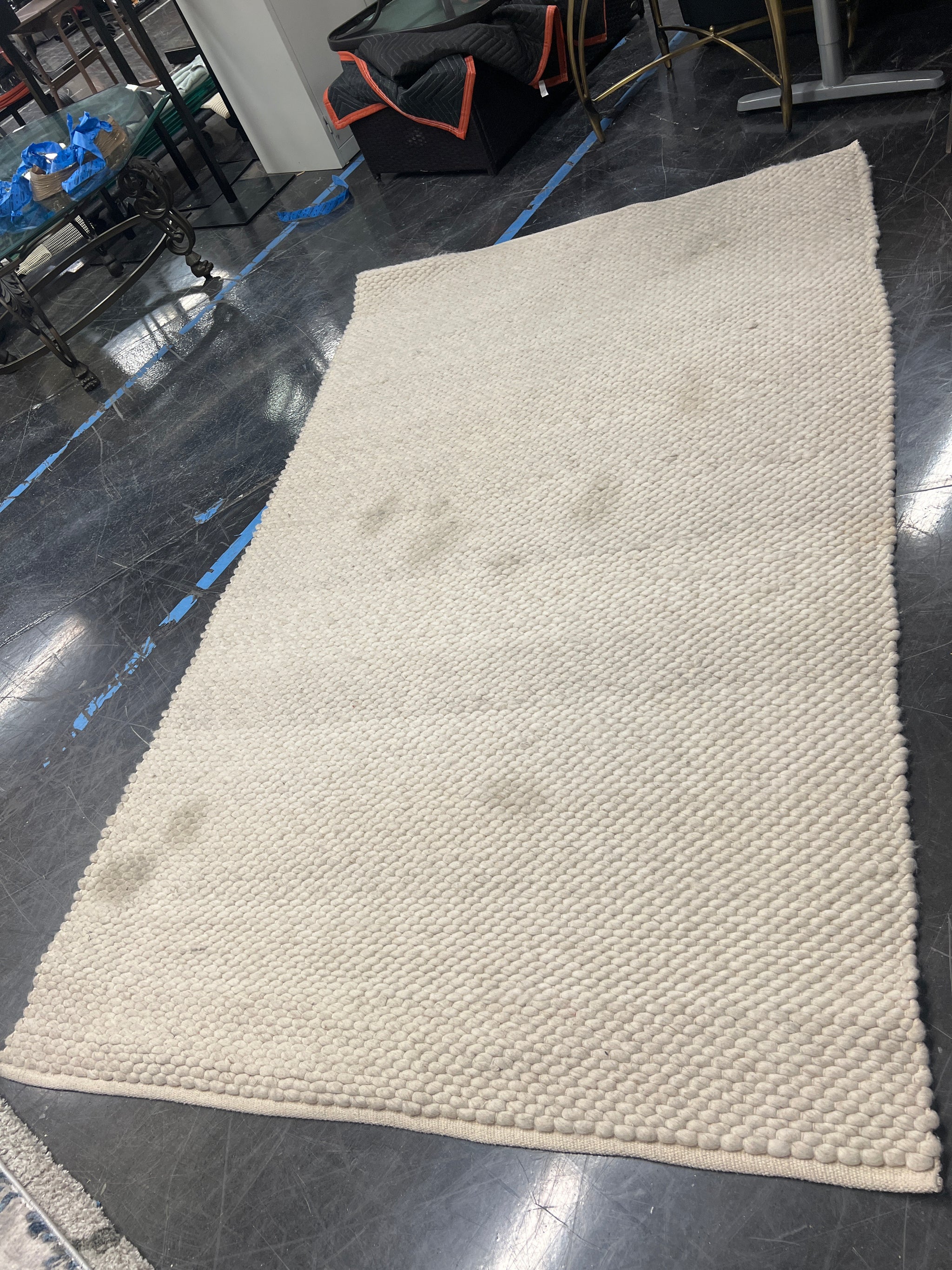 Cream-Colored Textured Wool Rug