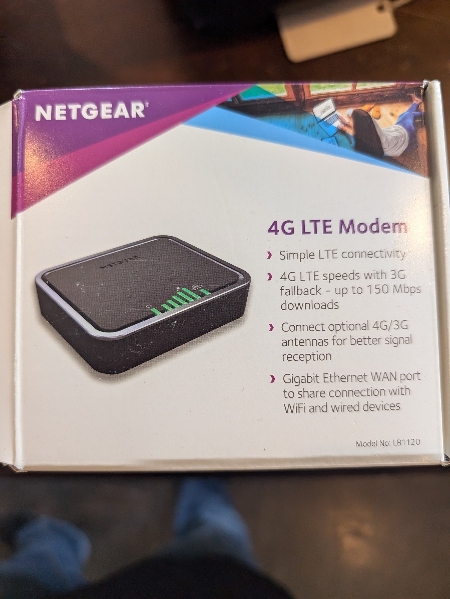 NETGEAR LB1120 4G LTE Modem with Gigabit Ethernet WAN Port - New - Dam
