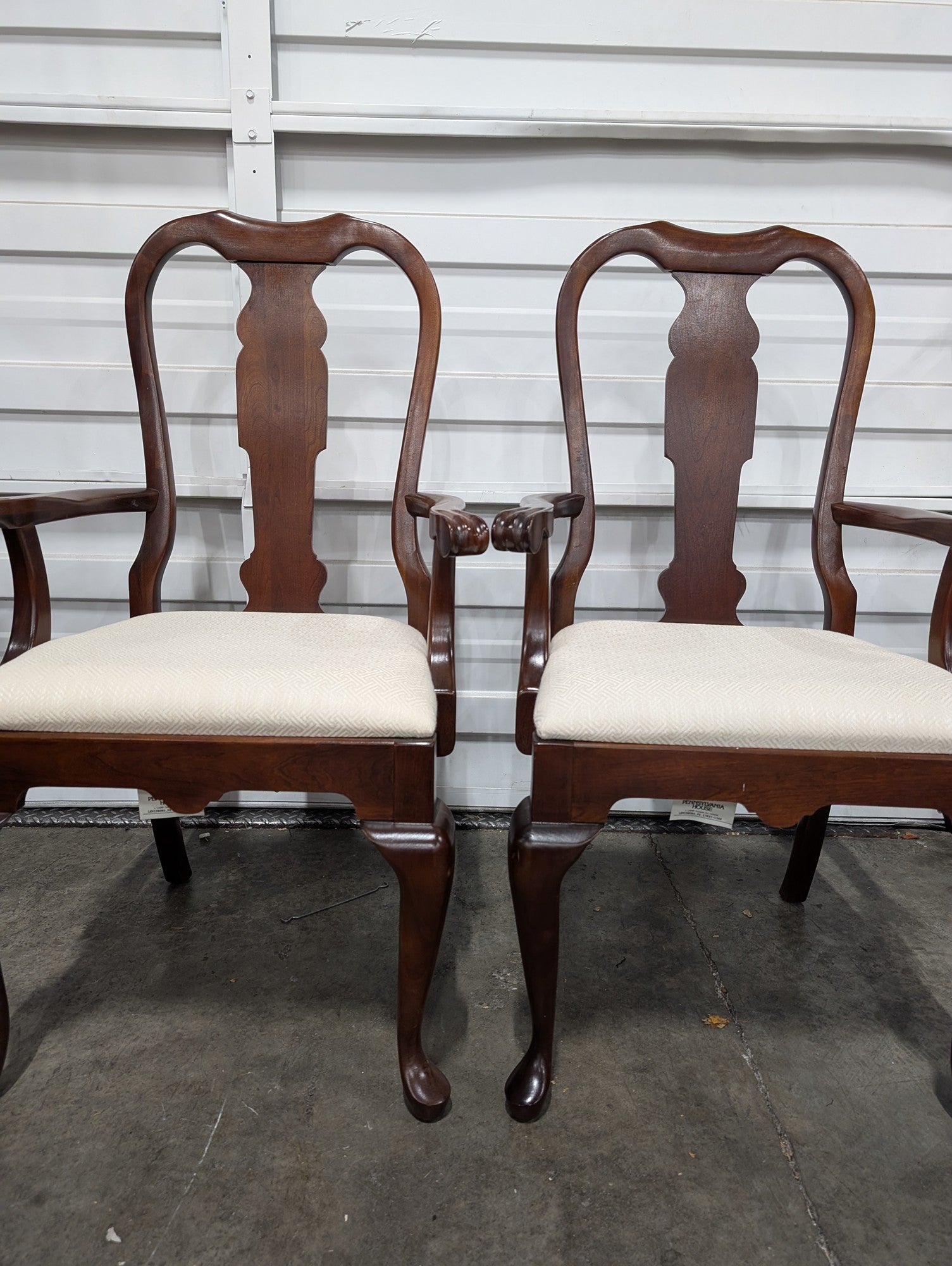 Pennsylvania House Classic Dark-Stained Wood Armchairs - Pair