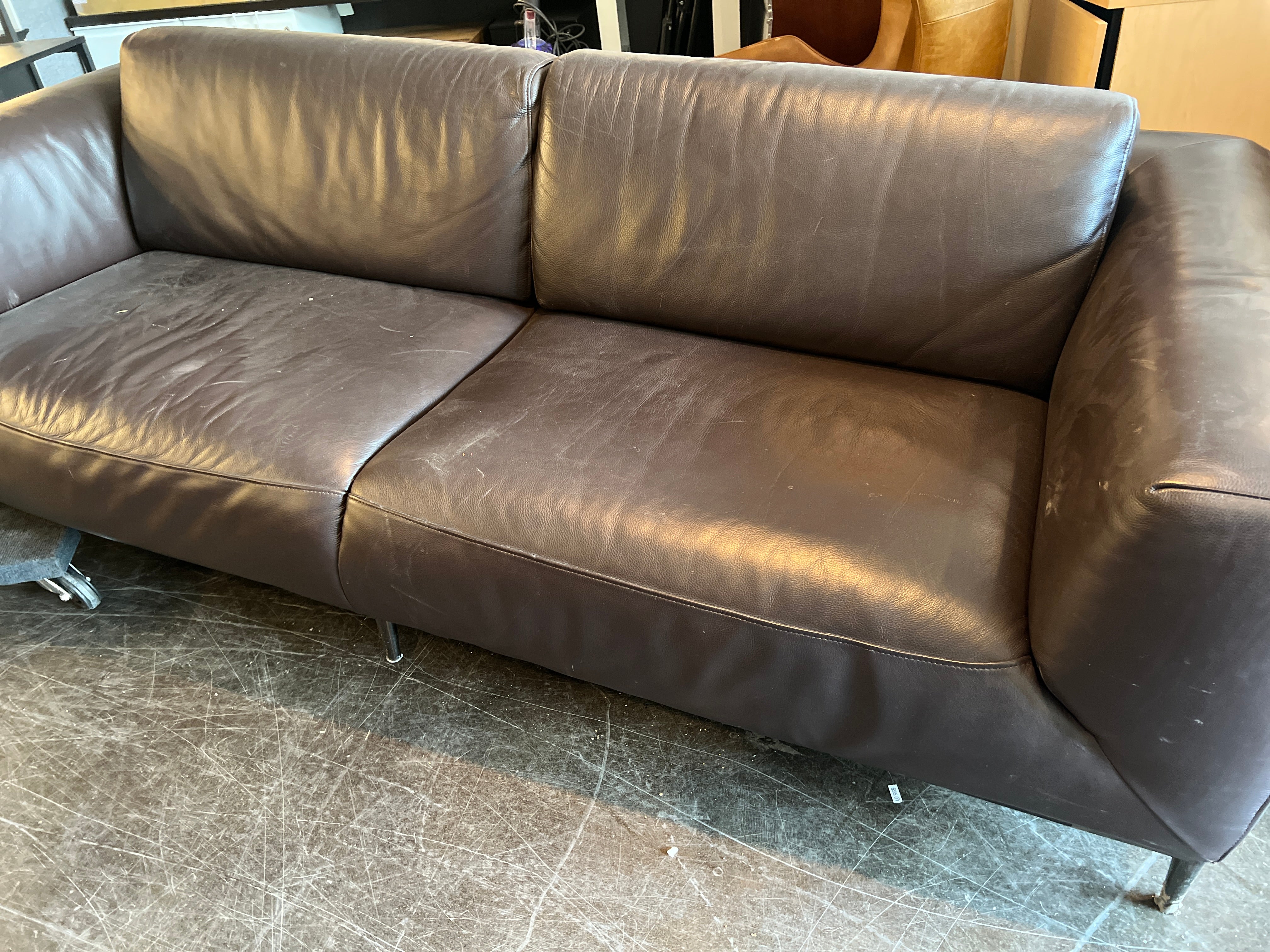 Dark Brown Leather Bucket Couch Sofa – GONE STORES